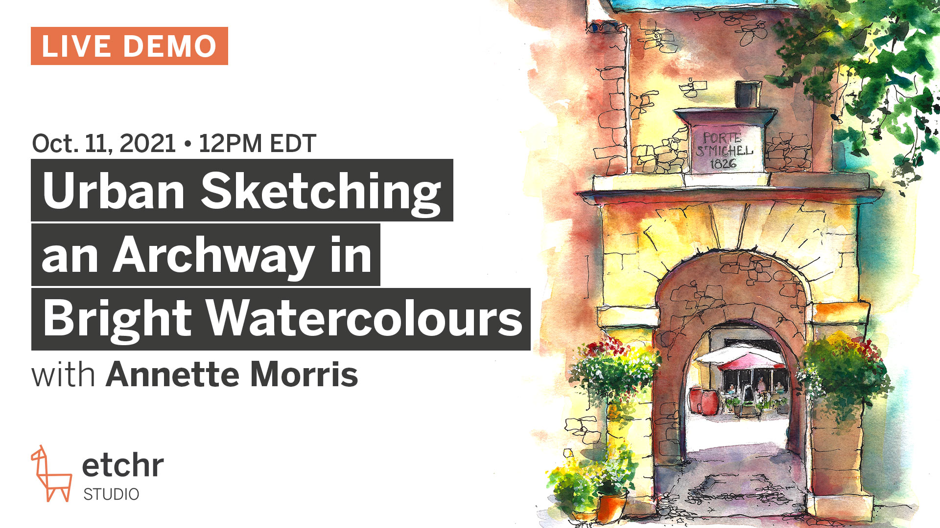 Sketching an Archway in Bright Watercolours – FREE DEMO! | Annette ...